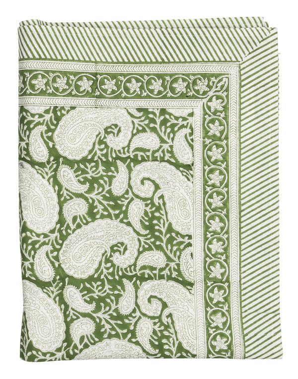 Cotton Tablecloth Big Paisley Design - Forest Green - Casa e Cucina